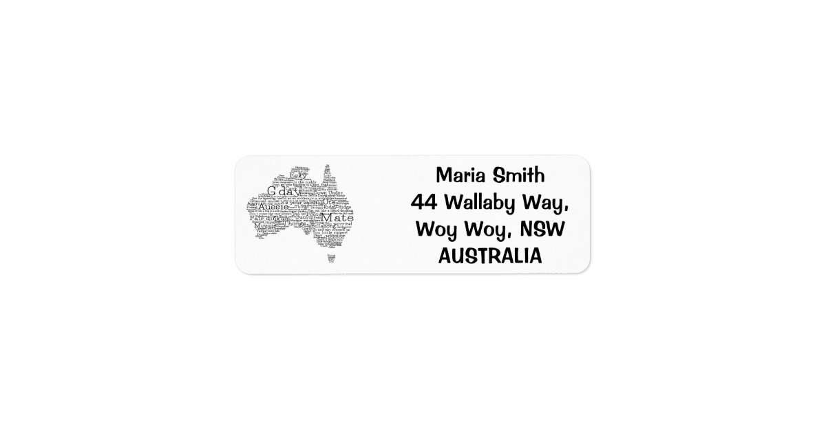 Australian slang map return address label | Zazzle