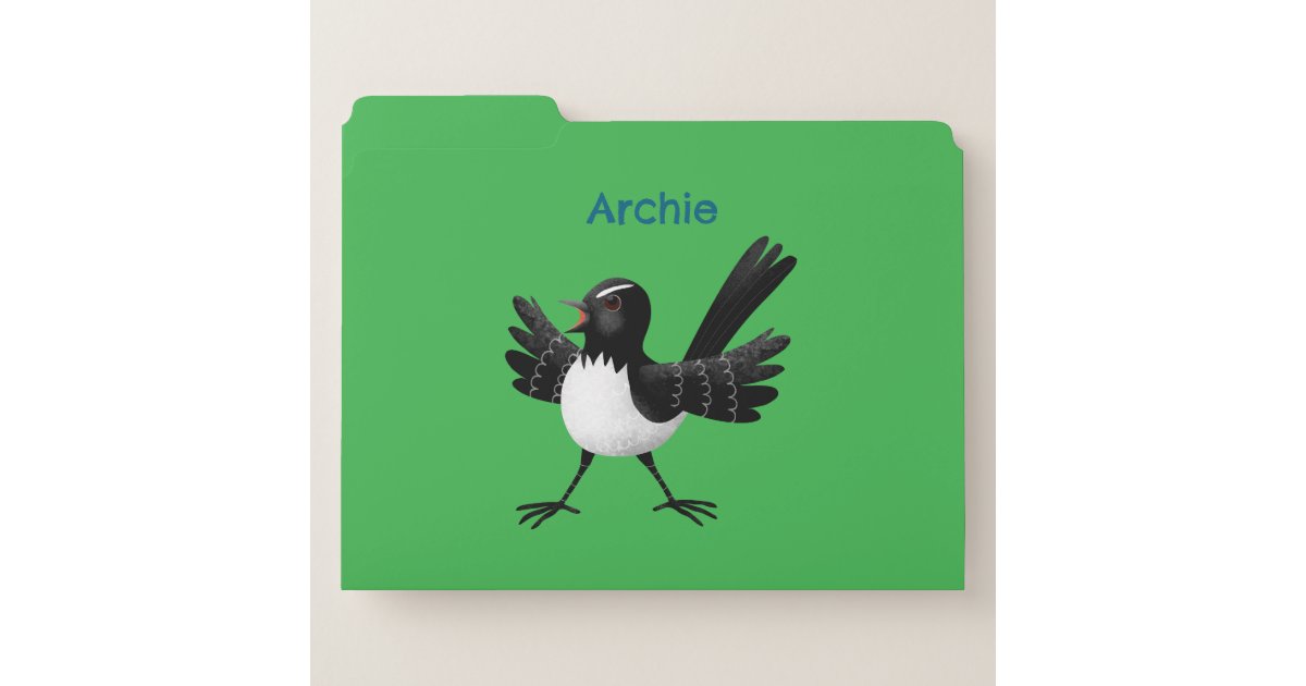 Australian Willie Wagtail cartoon personalised File Folder | Zazzle