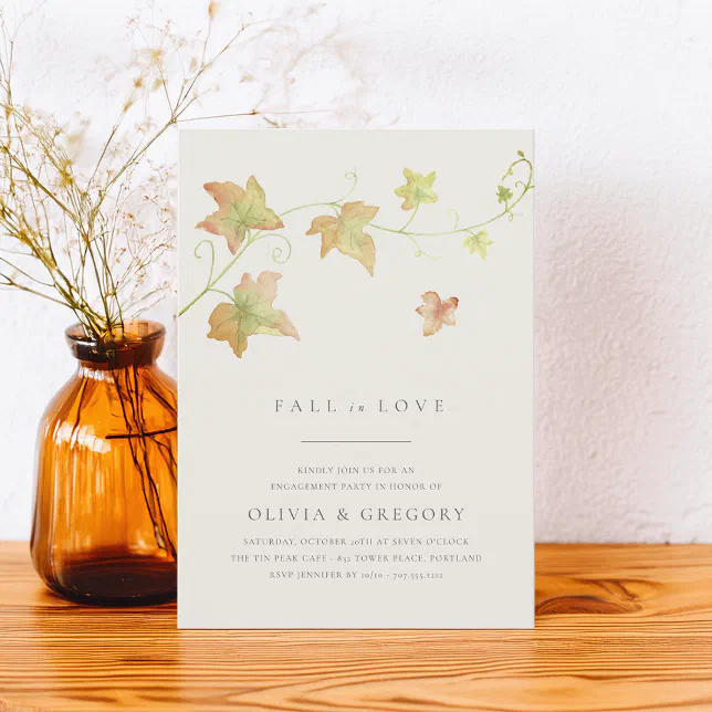 Autumn Leaves Fall Engagement Party Invitation | Zazzle