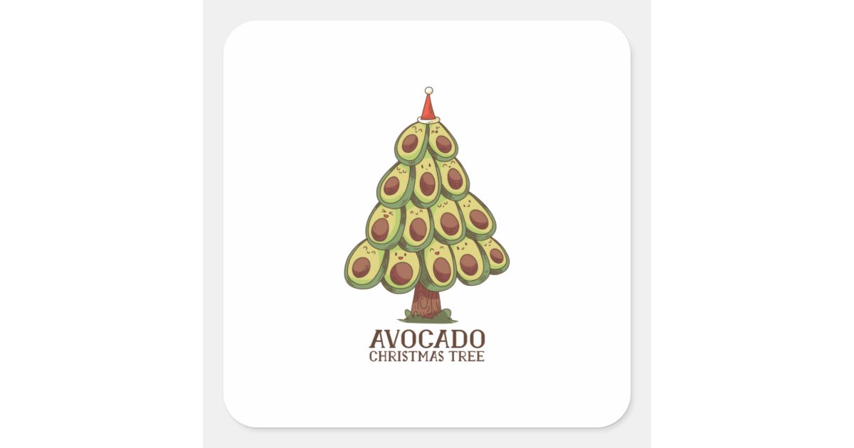 Avocado christmas tree square sticker | Zazzle
