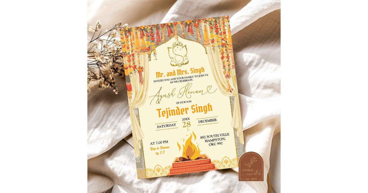Ayush Homam Indian Baby Cradle Ceremony Invitation | Zazzle