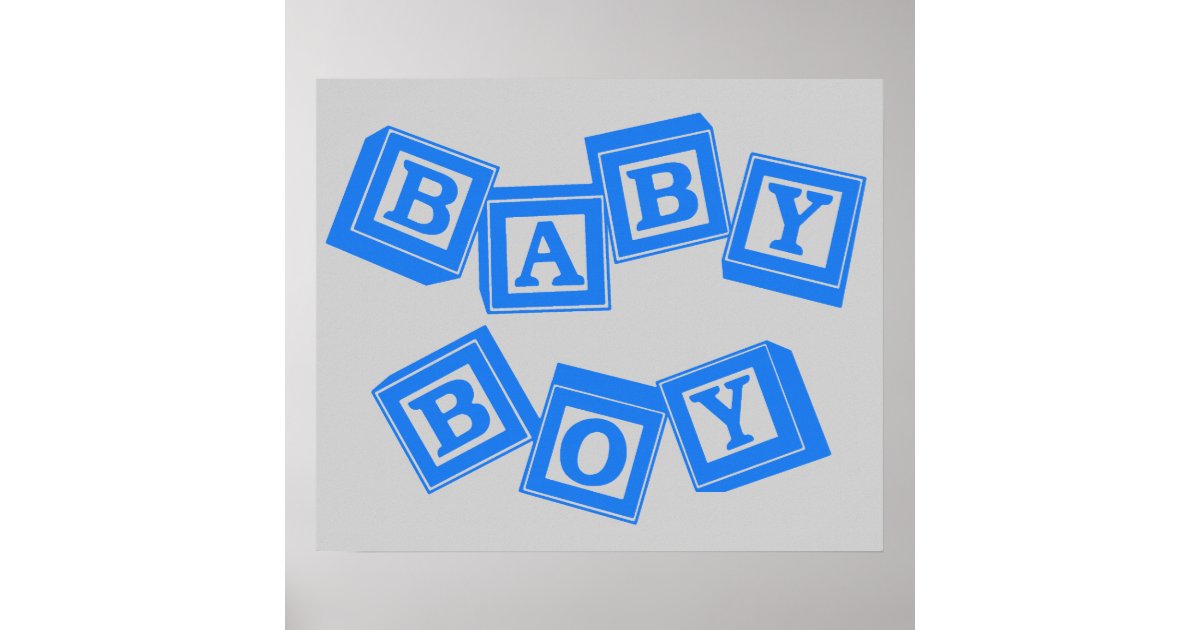 Baby Blue Wood Alphabet Cube Blocks Poster | Zazzle