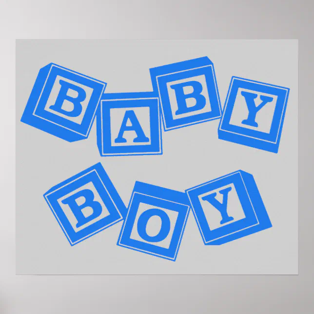 Baby Blue Wood Alphabet Cube Blocks Poster | Zazzle