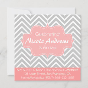 Grey And White Chevron Pattern Invitations | Zazzle AU