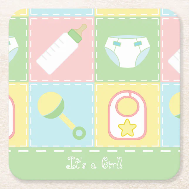 Baby's Quilt Baby Shower Paper Coasters | Zazzle