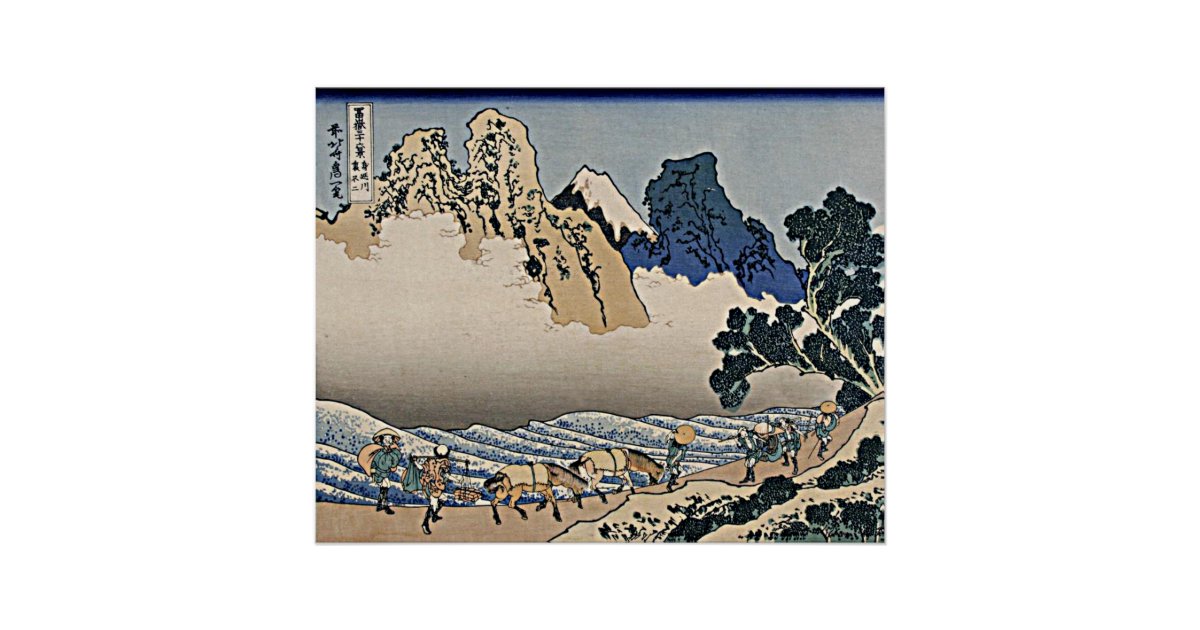 Back of Fuji mountain from Minobu river Hokusai Poster | Zazzle