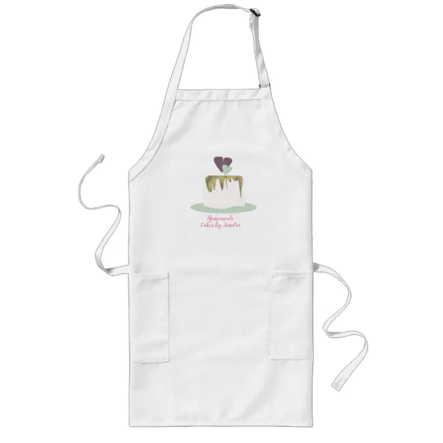 Bakery Business Tier Wedding One Layer Cake Logo B Long Apron | Zazzle