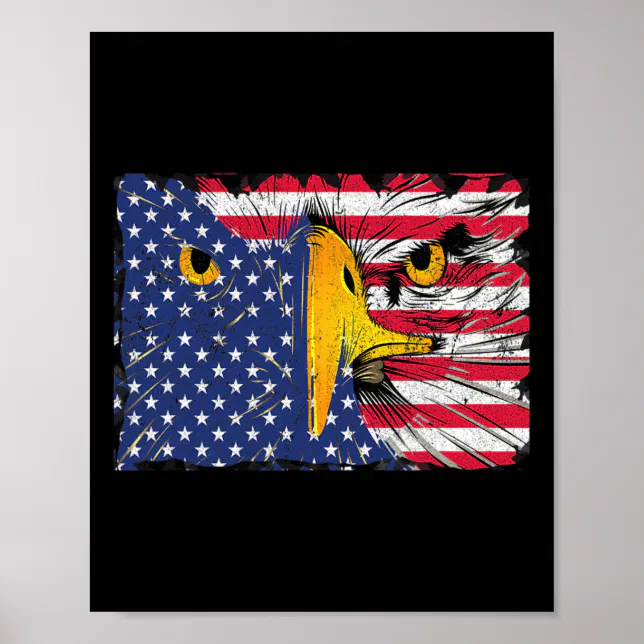 Bald Eagle American Flag USA 4th Of July Poster | Zazzle
