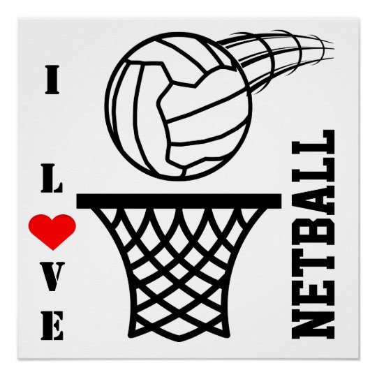 Ball And Net Design I Love Netball Poster | Zazzle.com.au