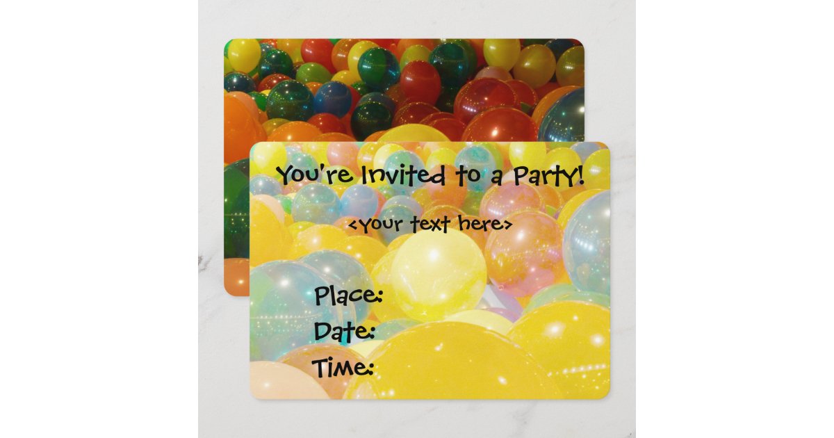 Balloons Colourful Party Invitation | Zazzle