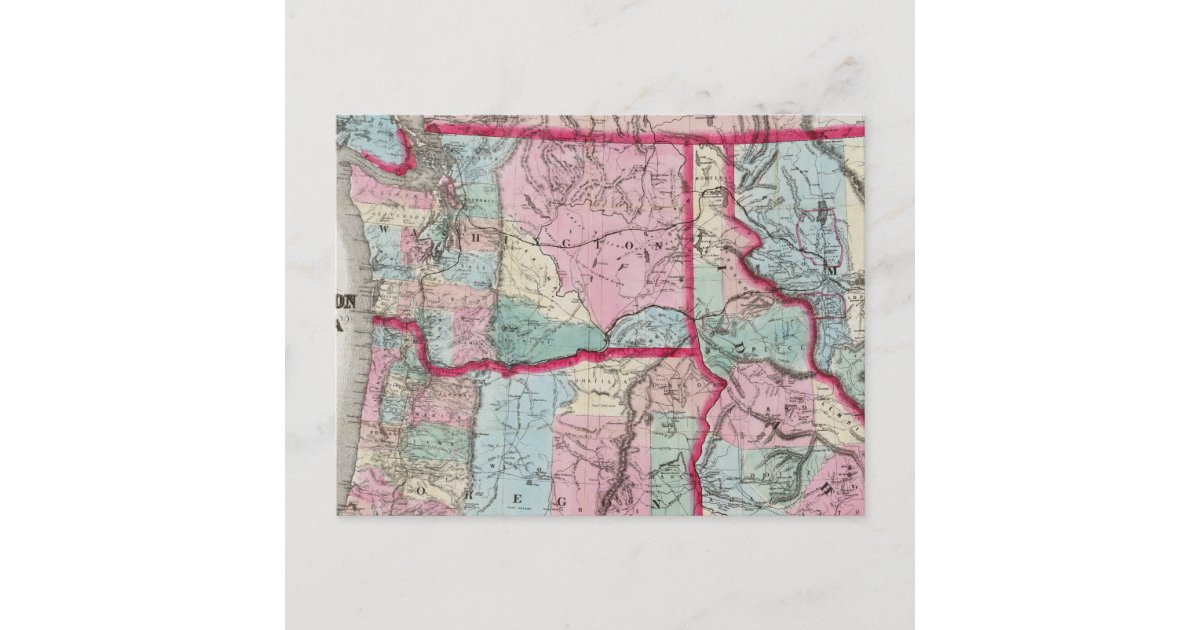 Bancroft's Map Of Oregon, Washington, Idaho Postcard | Zazzle