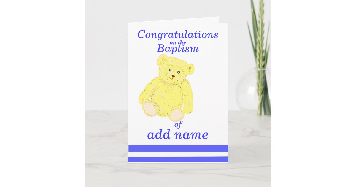 Baptism congratulations card Boy name front | Zazzle