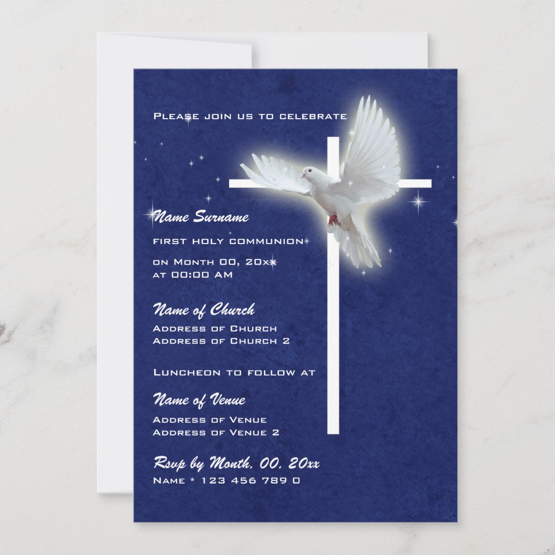 Baptism religious communion confirmation dove invitation | Zazzle
