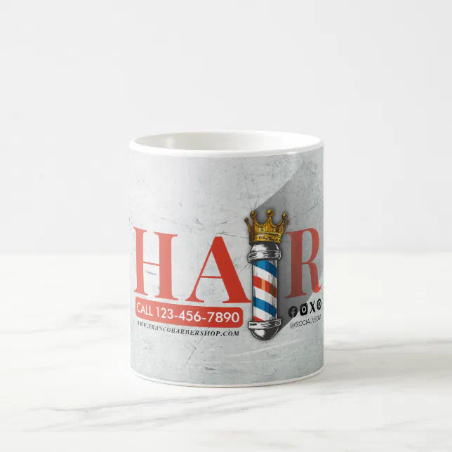 Barber Hair Shop King Crown Barber Pole Hair Salon Coffee Mug | Zazzle