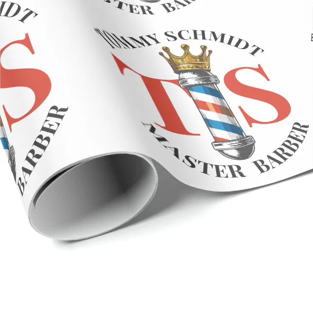 Barber Hair Shop King Crown Barber Pole Hair Salon Wrapping Paper | Zazzle