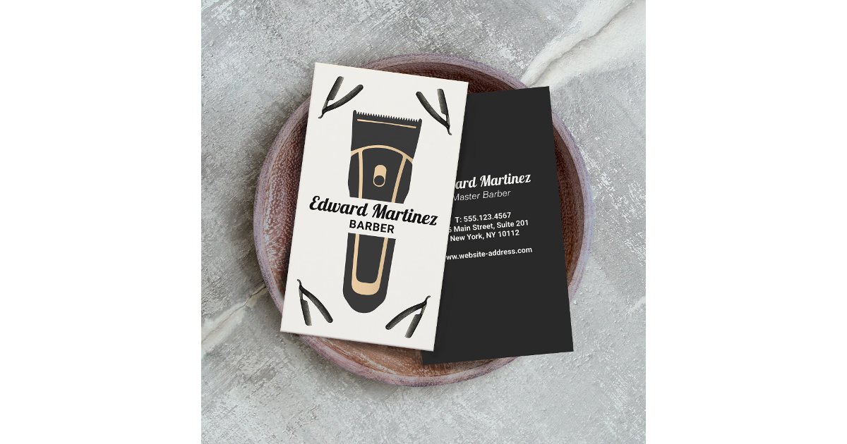 Barber Shop Electric Clipper, Razor Business Card | Zazzle