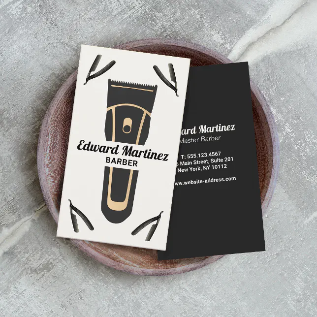 Barber Shop Electric Clipper, Razor Business Card | Zazzle