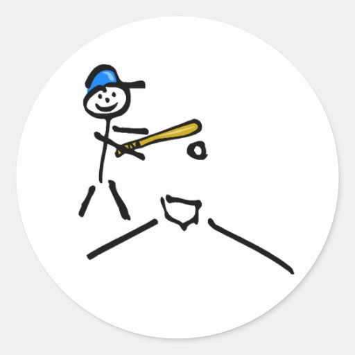 Baseball Stick Figure Round Sticker | Zazzle