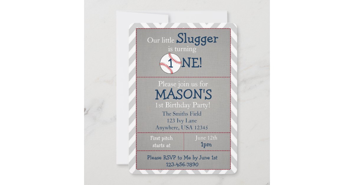 Baseball Themed 1st Birthday Party Invitation | Zazzle
