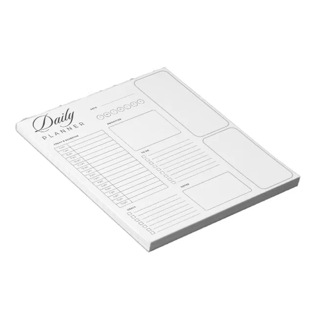 Basic blank universal daily planner sheets notepad | Zazzle