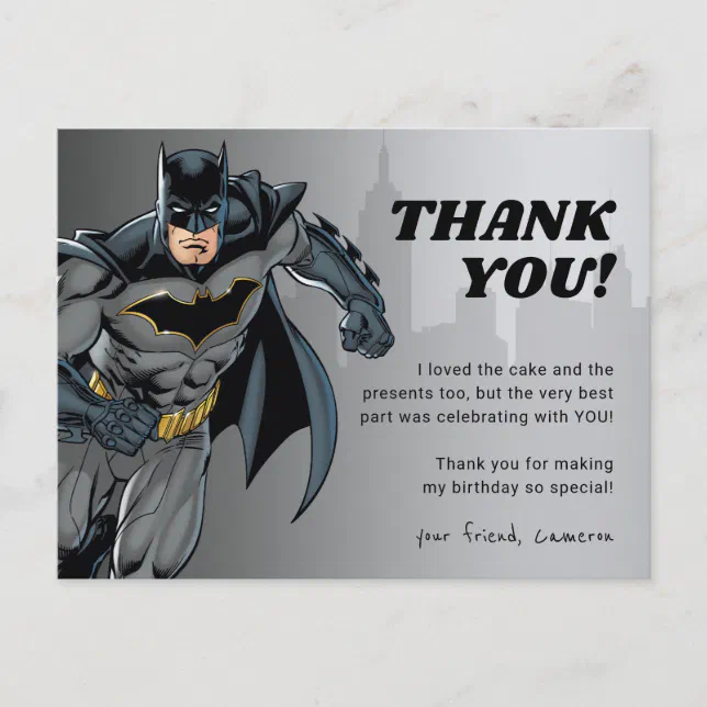 Batman | Chalkboard Happy Birthday Thank You Postcard | Zazzle