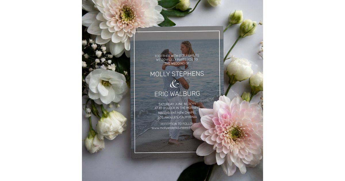 Beach Romance Photo Wedding Invitation | Zazzle