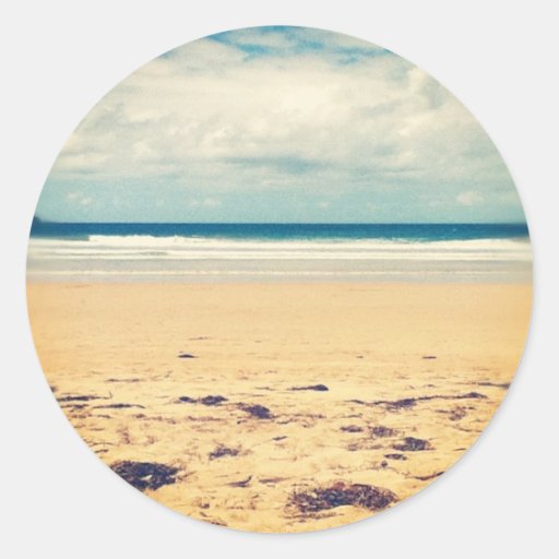 Beach Scene Round Sticker | Zazzle