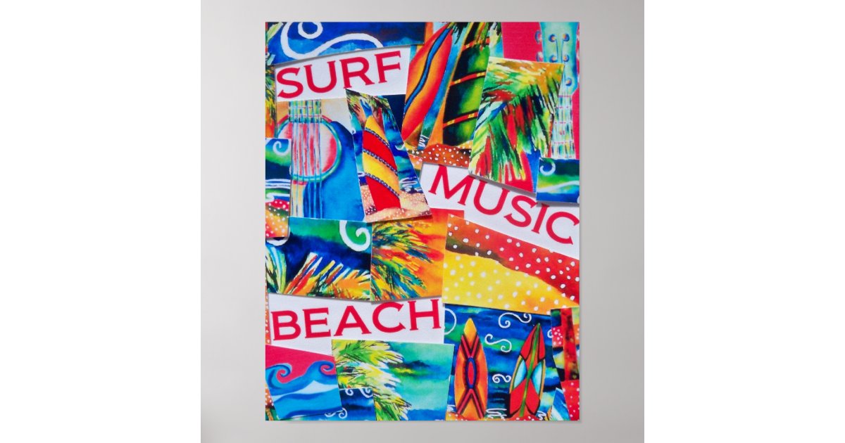 Beach & Surf Collage Poster | Zazzle