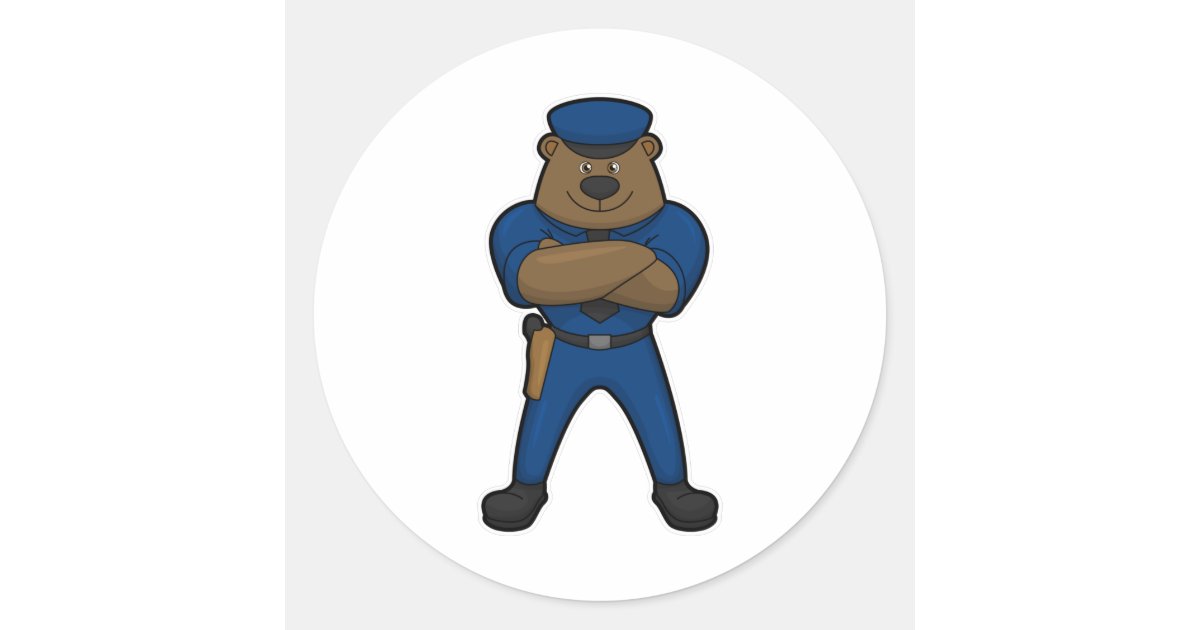 Bear Cop Police Classic Round Sticker | Zazzle