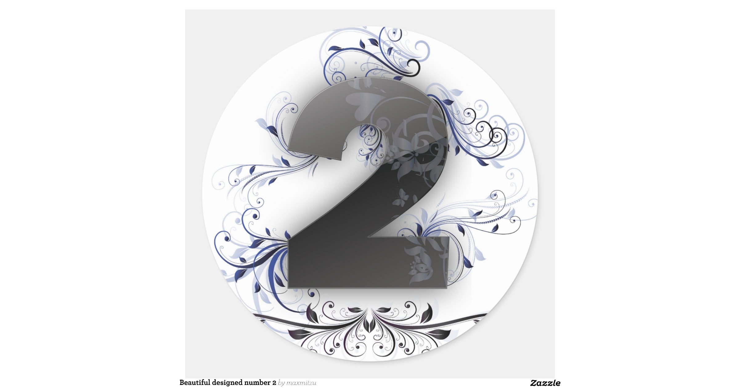 Beautiful designed number 2 classic round sticker | Zazzle