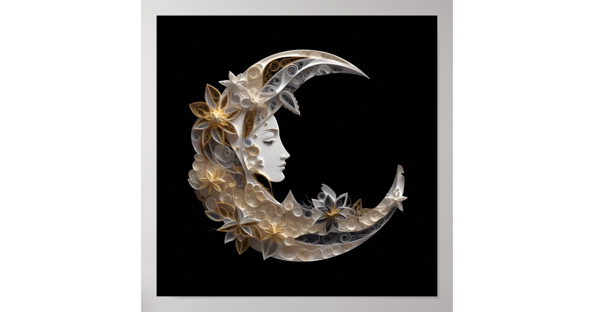 Beautiful Face in the Moon Poster | Zazzle