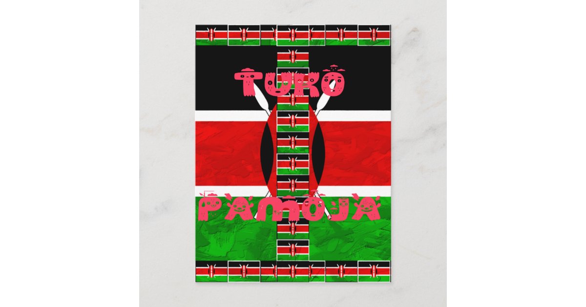Beautiful Kenya Flag Tuko Pamoja Inspirational Postcard | Zazzle