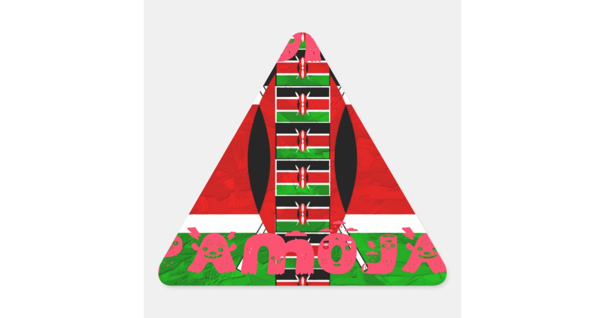Beautiful Kenya Flag Tuko Pamoja Inspirational Triangle Sticker | Zazzle