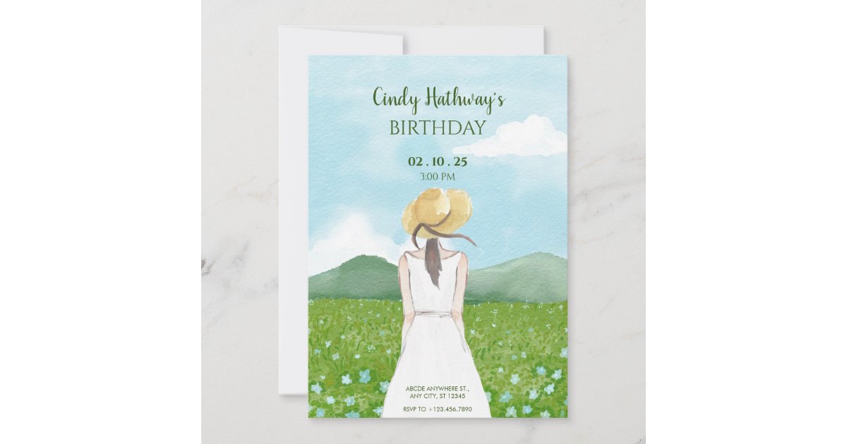 Beautiful nature landscape spring girl birthday invitation | Zazzle