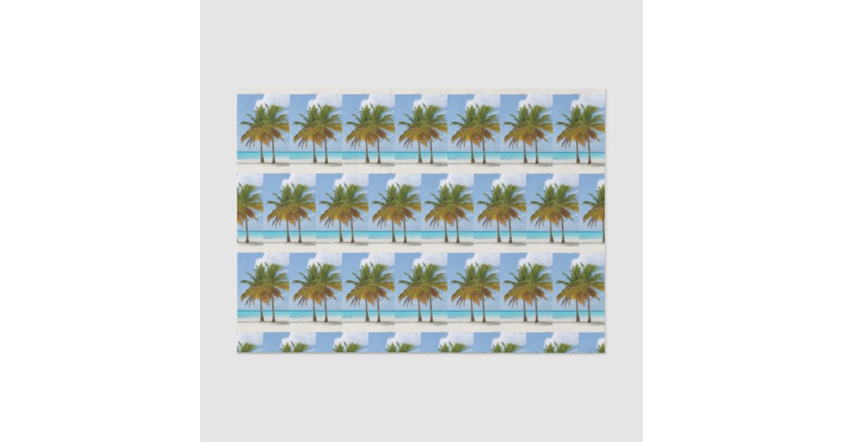 Beautiful Palm Trees on a Tropical Beach Patterned Tissue Paper | Zazzle