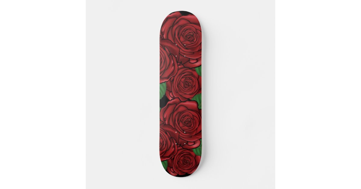 Beautiful stylised roses skateboard | Zazzle