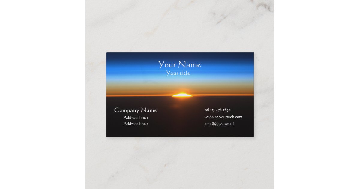 Beautiful Sunrise in space business card | Zazzle
