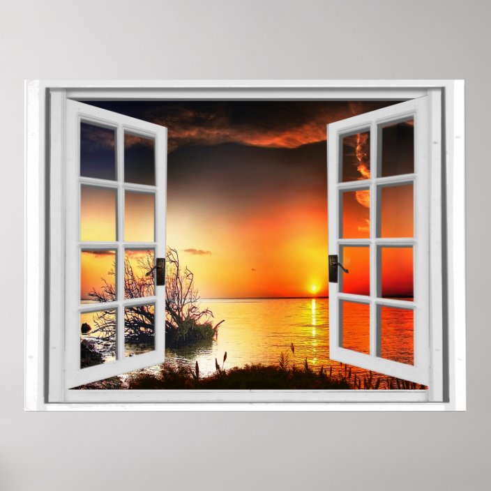 Beautiful Sunset View Fake Window Poster | Zazzle.com.au
