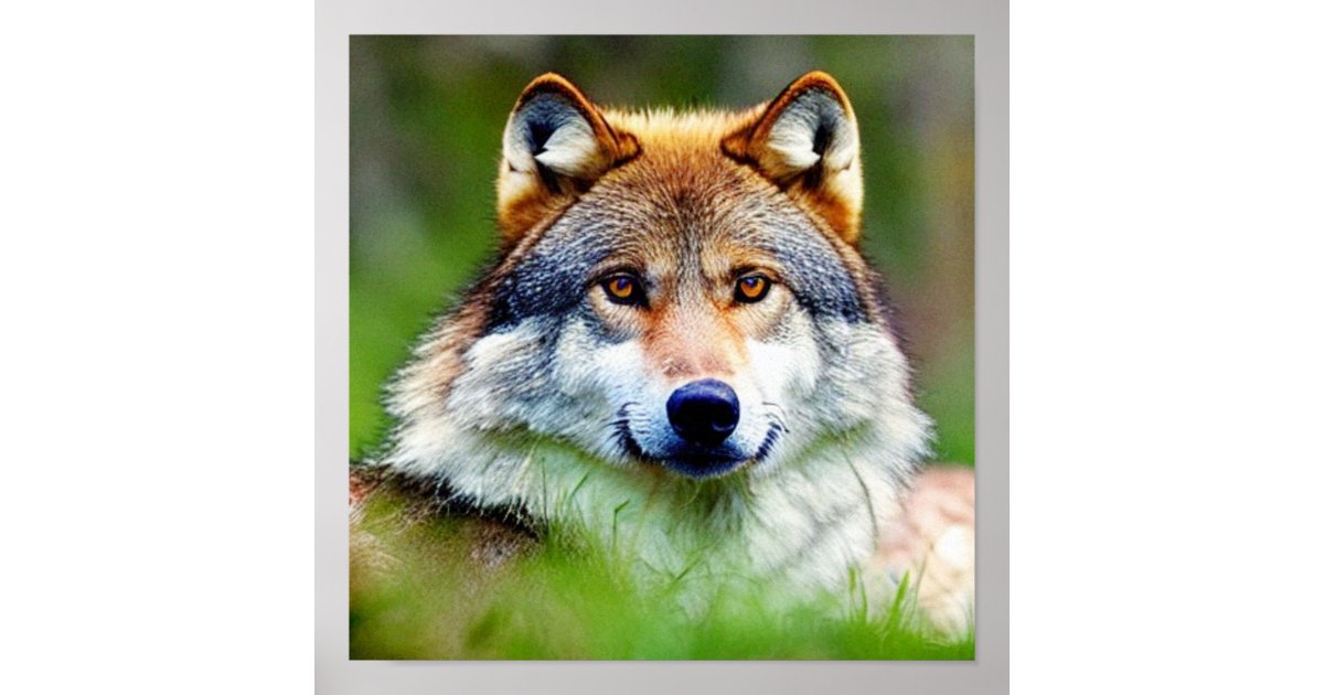 Beautiful Wolf head Painting Poster | Zazzle