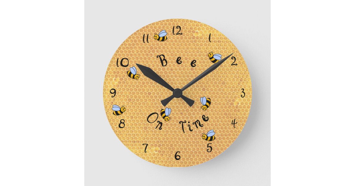 Bee On Time Round Wall Clock | Zazzle