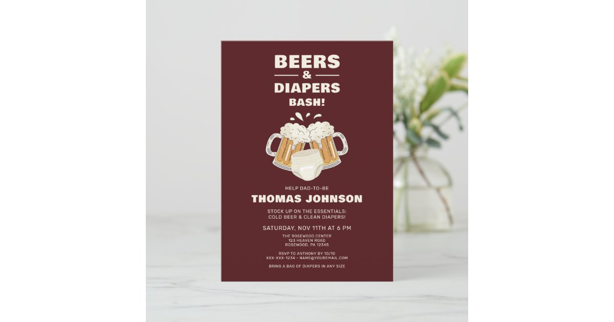 Beer and Diaper Bash Party Invitation | Zazzle