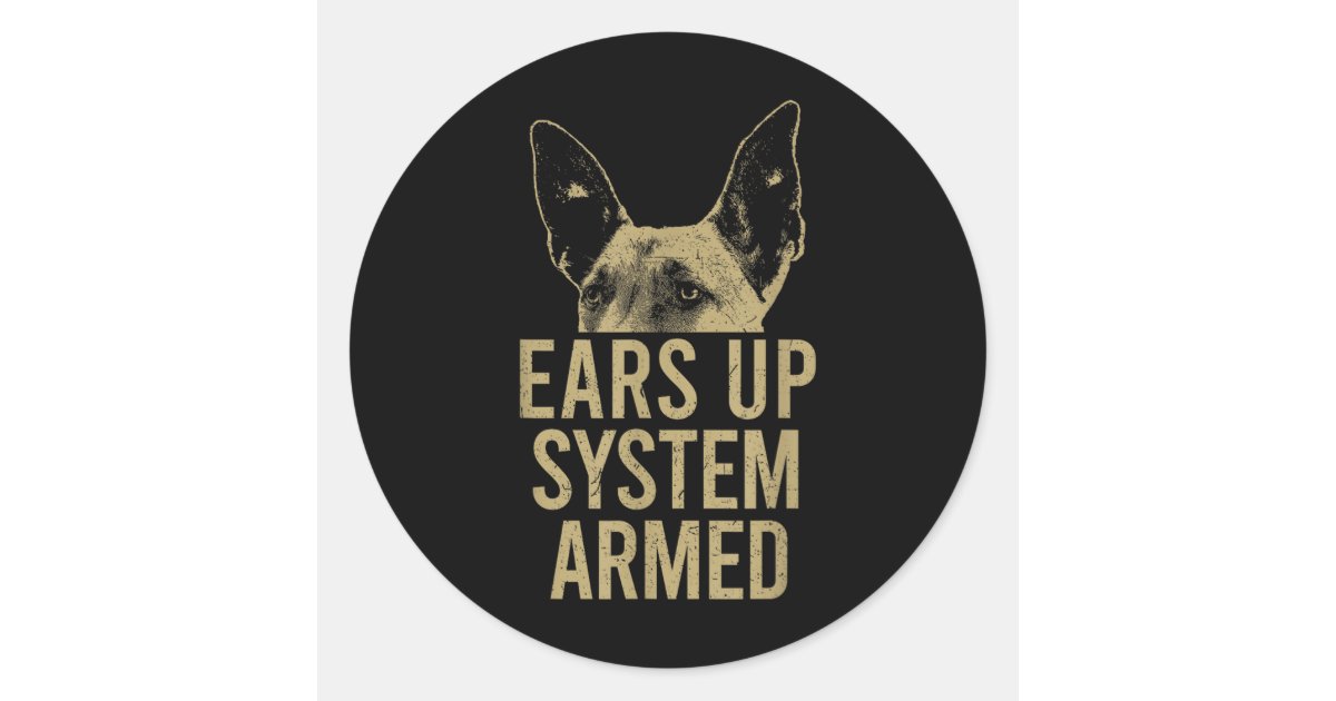 Belgian Malinois Ears Up System Armed Maligator Mo Classic Round ...