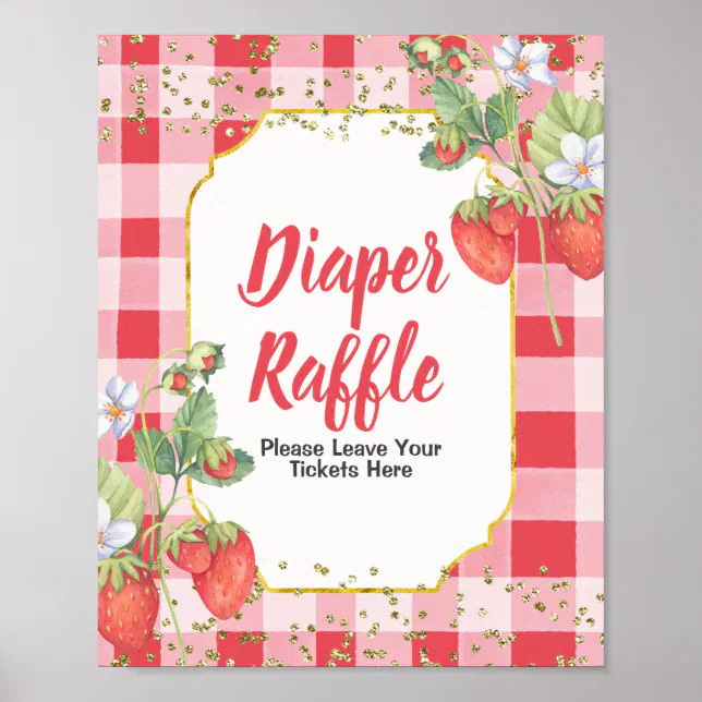 Berry Sweet watercolor Diaper Raffle Poster | Zazzle
