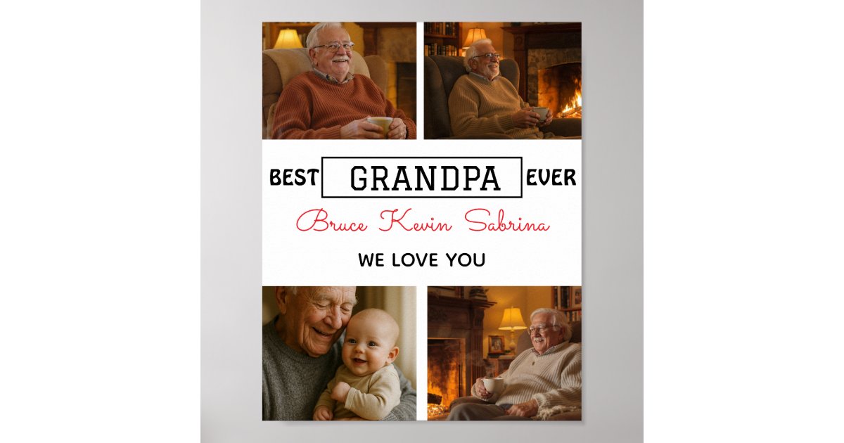 Best Grandpa Ever Photo Collage Poster | Zazzle
