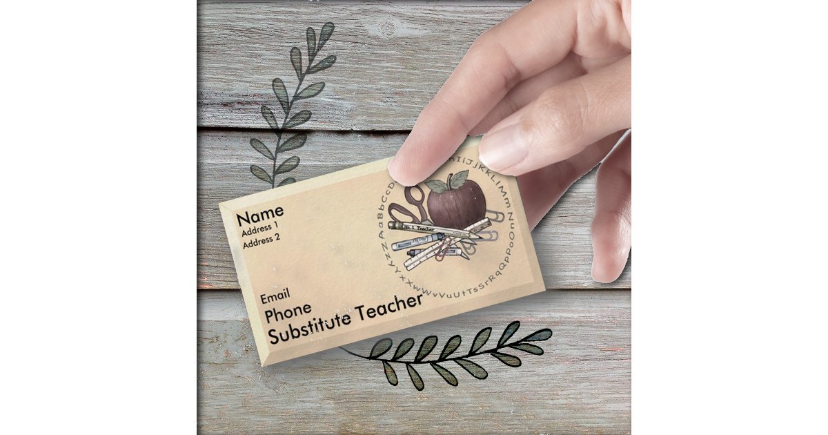 Bevel Substitute Teacher custom Business Card | Zazzle