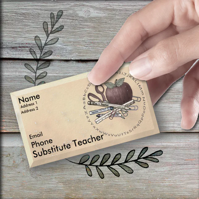Bevel Substitute Teacher custom Business Card | Zazzle