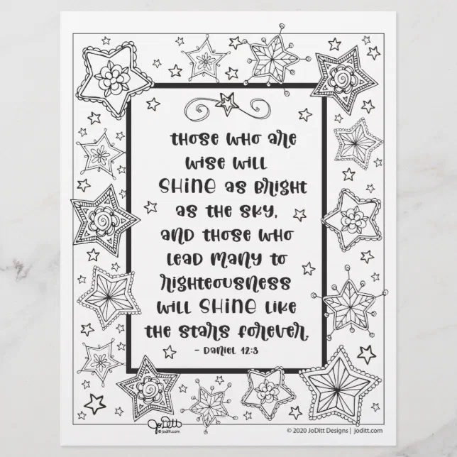 Bible Verse Colouring Page Shine Like Stars Poster | Zazzle