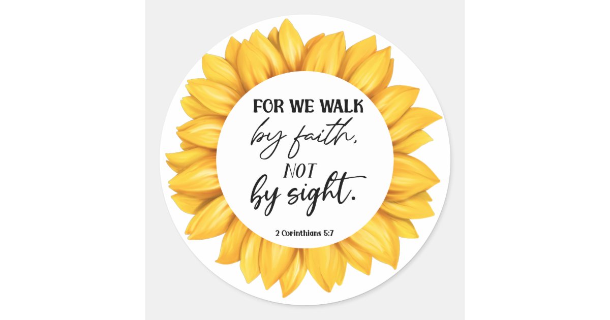Bible Verse Corinthians Sunflower Classic Round Sticker | Zazzle
