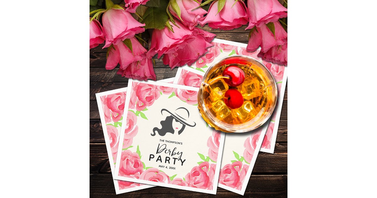 Big Hat Lady Roses Derby Party Napkin | Zazzle