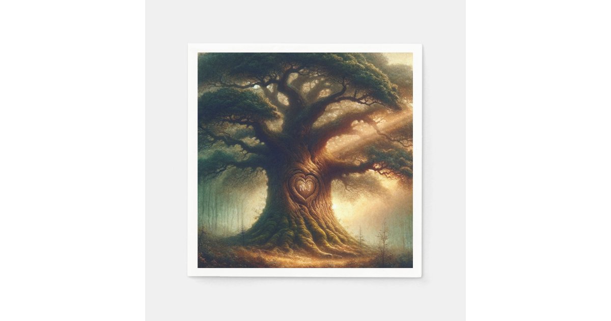 Big Old Oak Tree Enchanted Rustic Forest Wedding Napkin | Zazzle